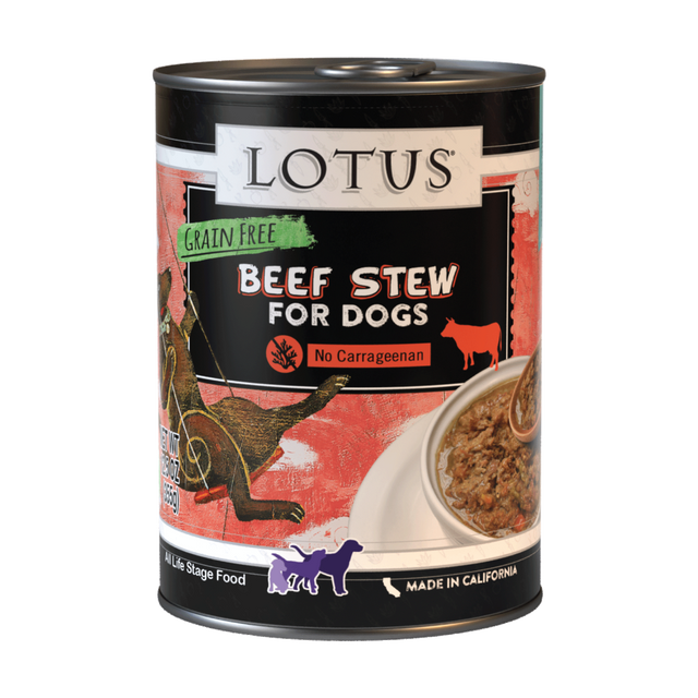 Lotus Dog Grain Free Beef Stew Recipe with Asparagus Canned Wet Dog Fo ...