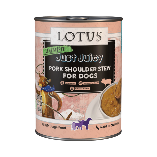 Lotus Dog Grain Free Just Juicy Pork Shoulder Stew Recipe Canned Wet D ...